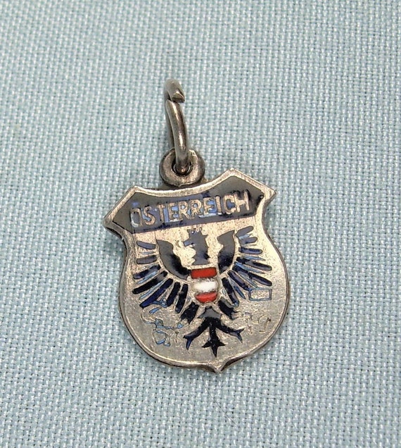 900 SILVER OSTERREICH AUSTRIA Crest Travel Shield Cha… - Gem