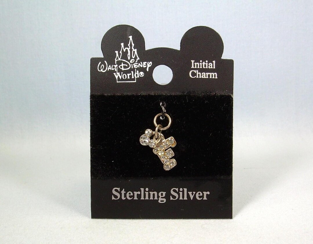 STERLING MICKEY MOUSE Ears & Letter F Initial Two Charm Pendant-vintage ...