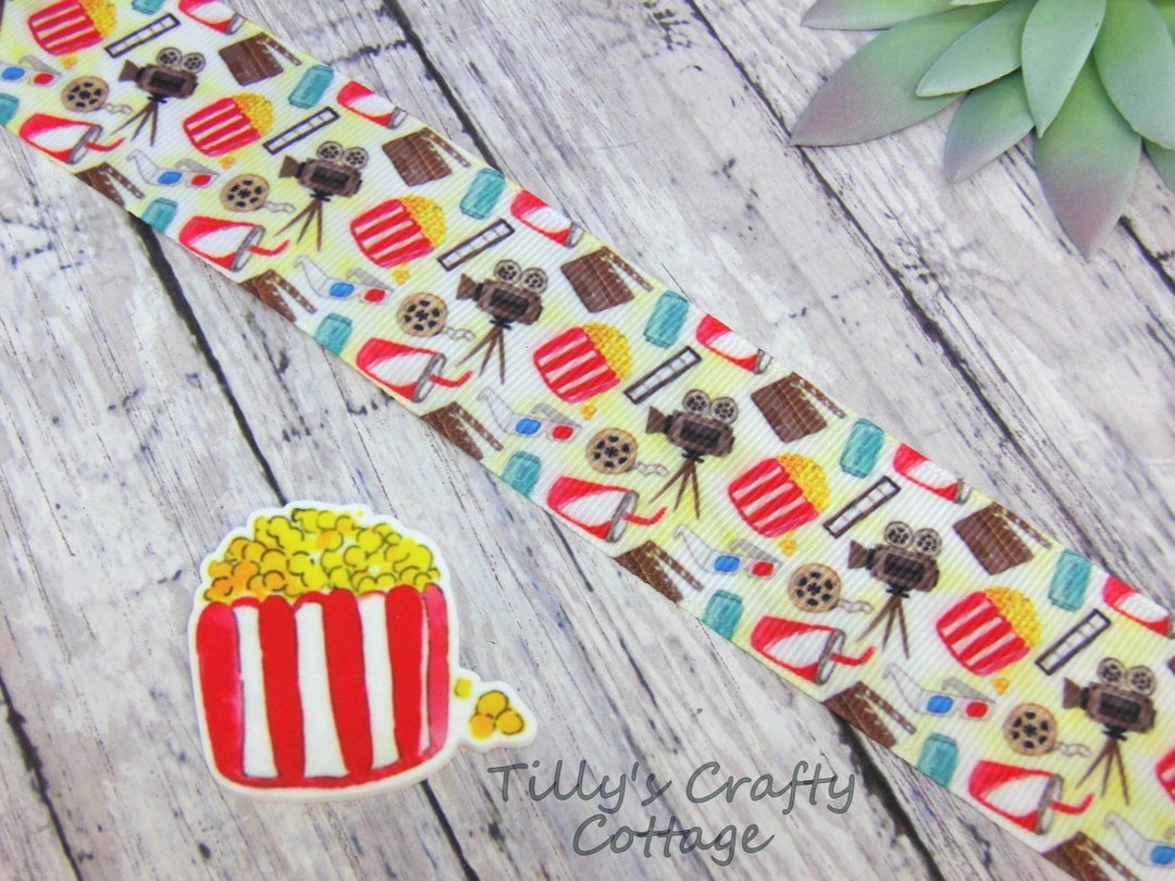 1.5" Popcorn Movies Grosgrain Ribbon, Food Snack Theater Film Ribbon ...