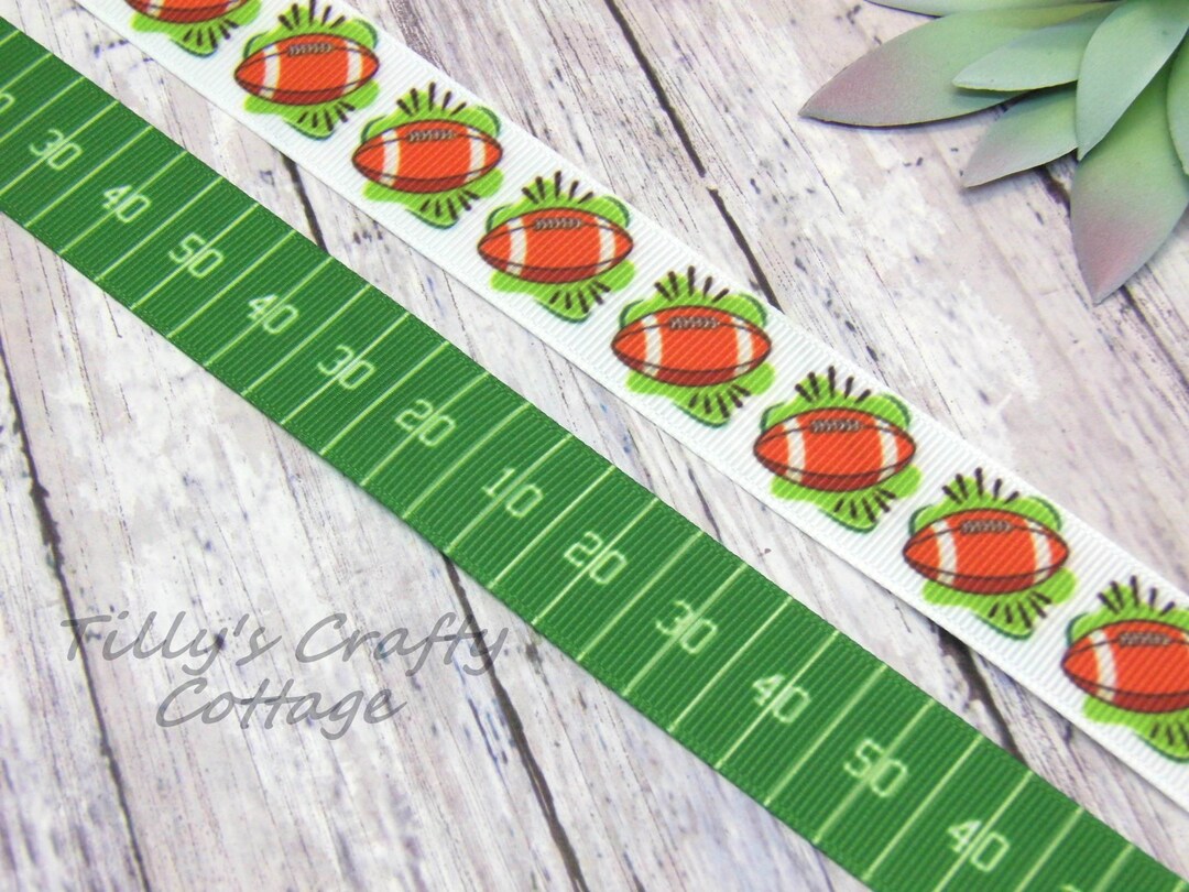 7/8" Football Game Day Grosgrain Ribbon, Green Football Field Ribbon ...