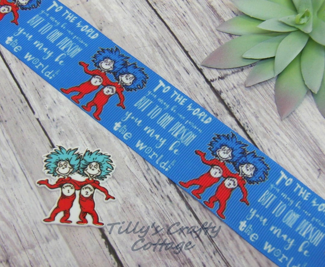 1.5" Blue Cat Character Grosgrain Ribbon, Dr Seuss Grosgrain Ribbon ...