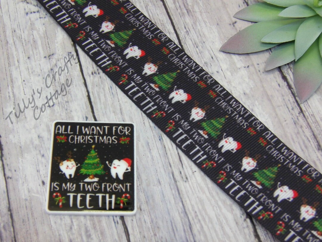 1.5" Two Front Teeth Grosgrain Ribbon, Christmas Ribbon, DIY Printed ...