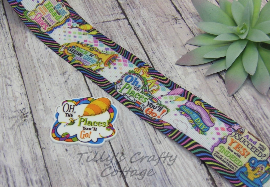 1.5" Places You Will Go Grosgrain Ribbon, Dr Seuss Grosgrain Ribbon Cat ...