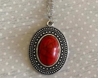 Red Stone Pendant - Etsy