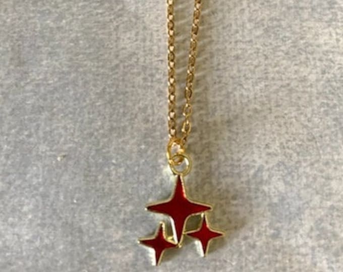 Red Polar Stars Necklace, Polar Stars Pendant, Red Star Necklace, Red ...