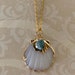 Shell and Blue Stone Necklace, Shell Necklace, Scallop Shell Pendant ...