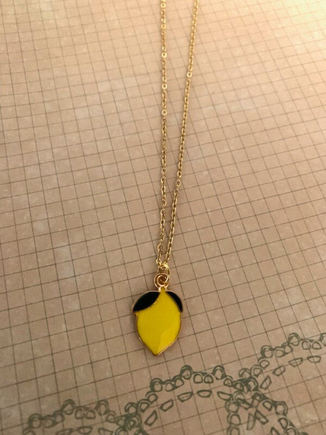 Lemon Necklace, Lemon Jewelry, Lemon Pendant, Fruit Necklace, Fruit ...
