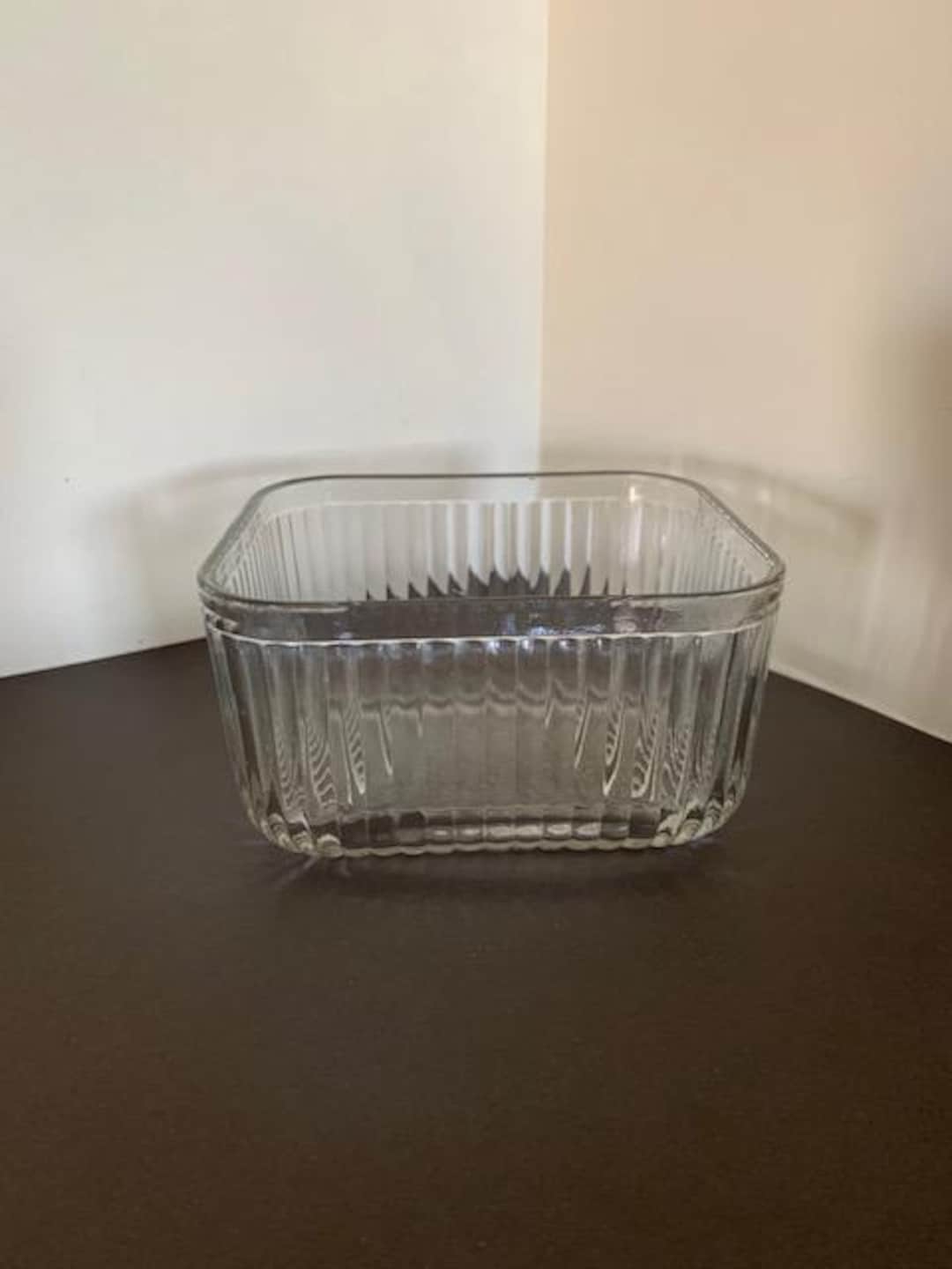 Vintage Rectangle Ribbed Bowl, Vintage Glass Bowl, Fluted Bowl, Vintage ...