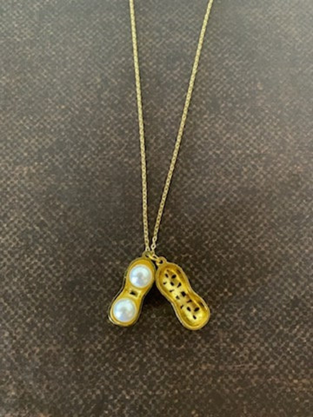 Pearl & Gold Peanut Necklace, Peanut Necklace, Peanut Jewelry, Peanut ...