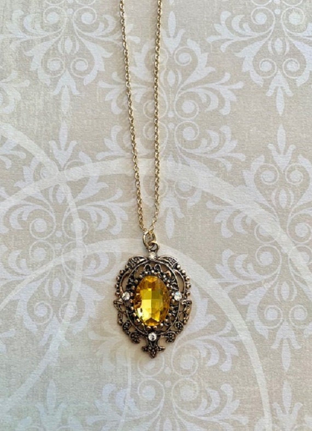 Yellow Necklace, Yellow Jewelry, Yellow Stone Necklace, Yellow Stone ...