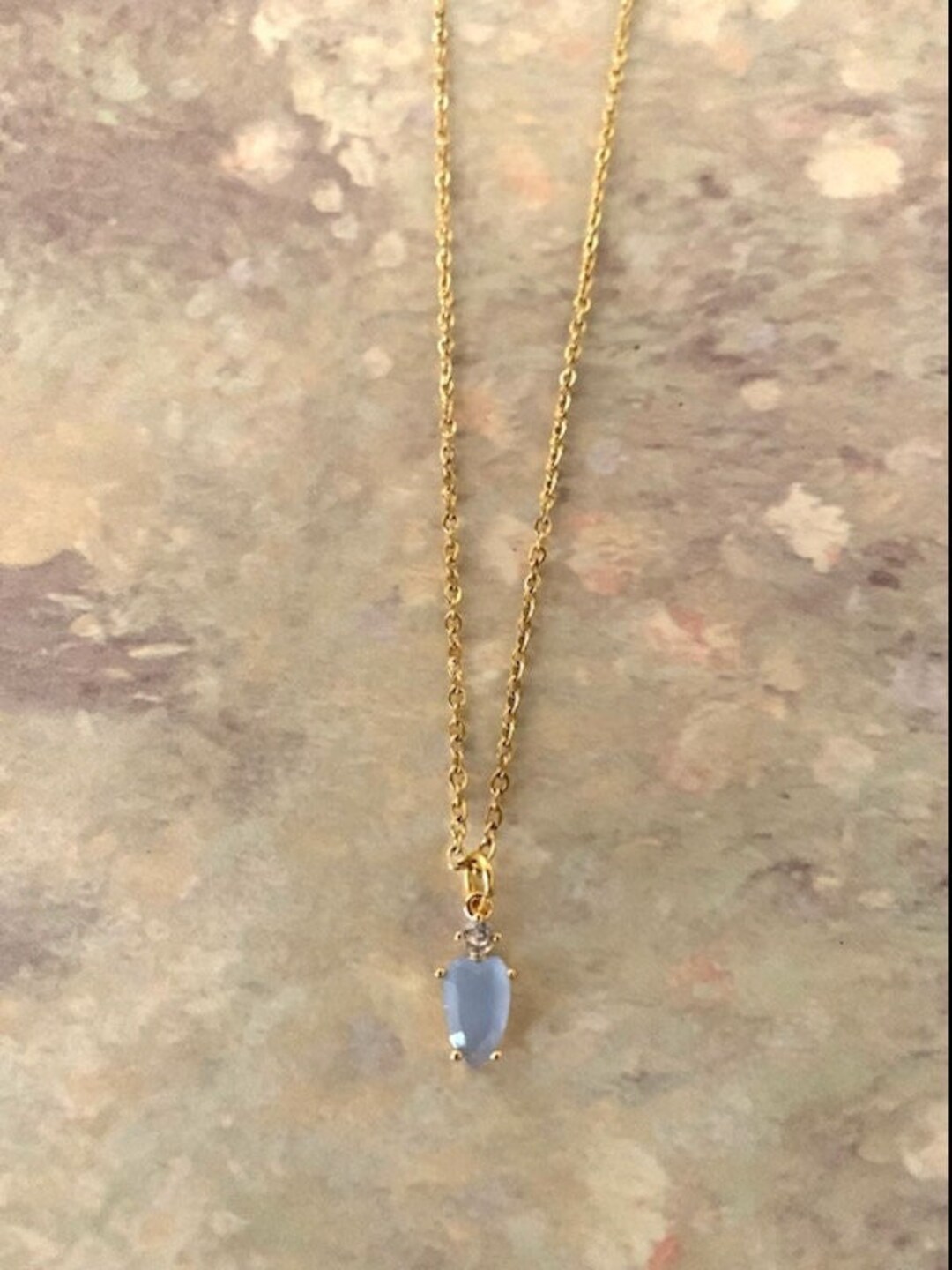 Dainty Ice Blue Necklace, Light Blue Necklace, Light Blue Jewelry, Blue ...