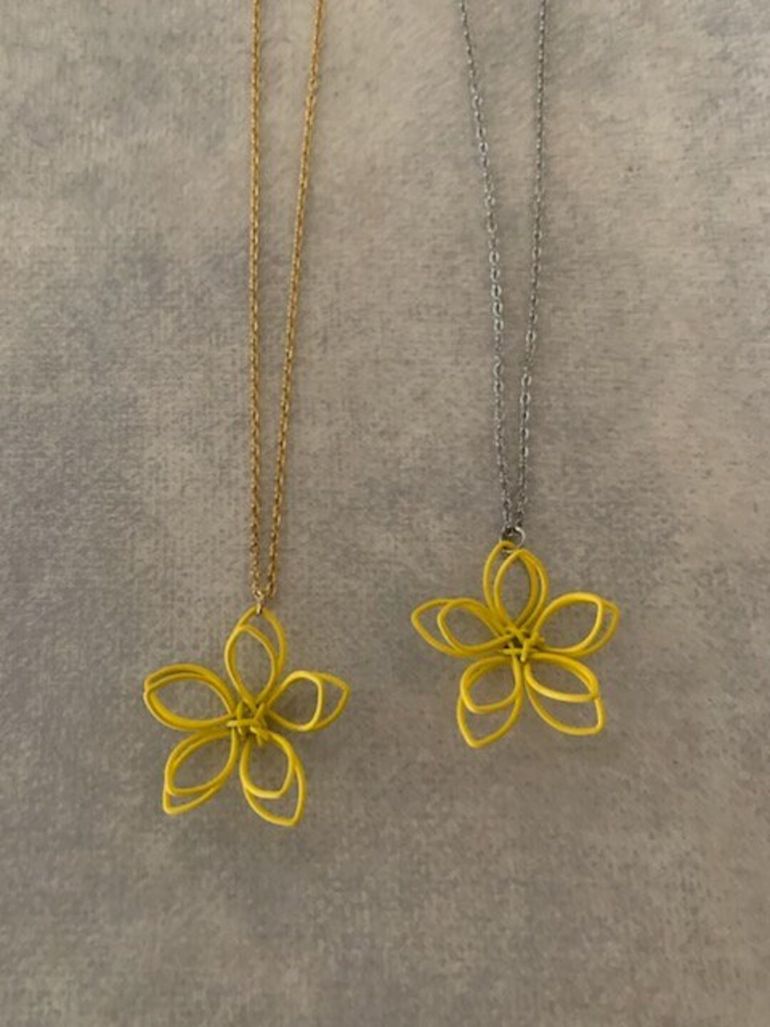 Yellow Wire Flower Necklace, Yellow Flower, Wire Flower Necklace ...