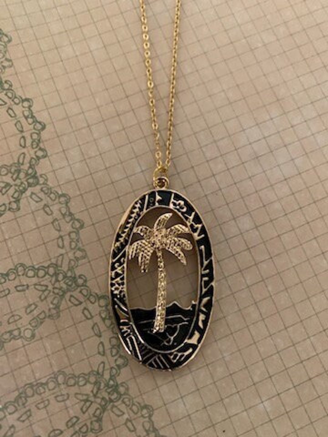 Lg Palm Tree Necklace, Palm Tree Jewelry, Palm Tree Pendant, Gold Palm ...