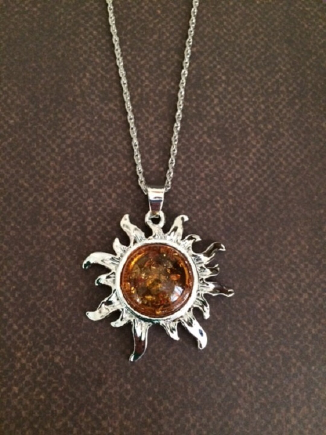 Sun Necklace, Sun Jewelry, Sun Pendant, Sunburst Necklace, Sunburst ...