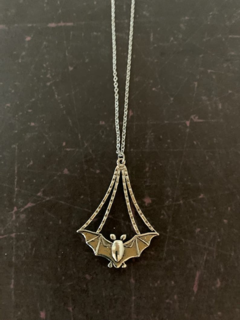Bat Necklace Bat Necklace Goth Bat Necklace Silver Bat - Etsy