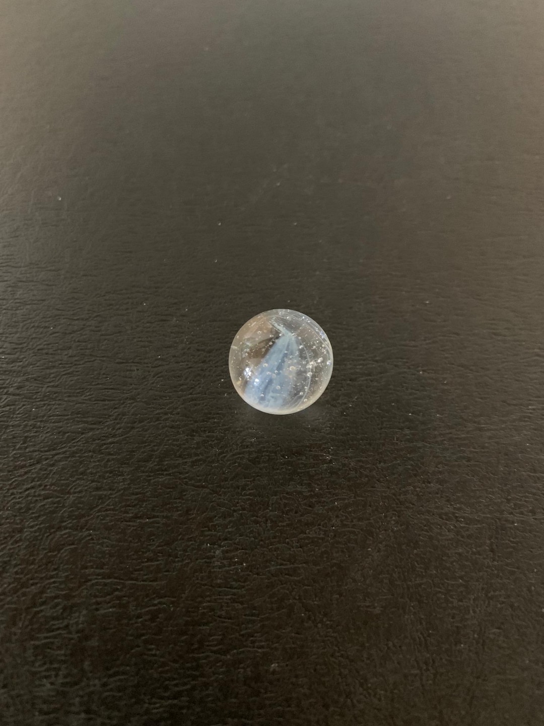 1 Vintage Transparent Clear Marble With Pale Blue Ribbon, Antique ...