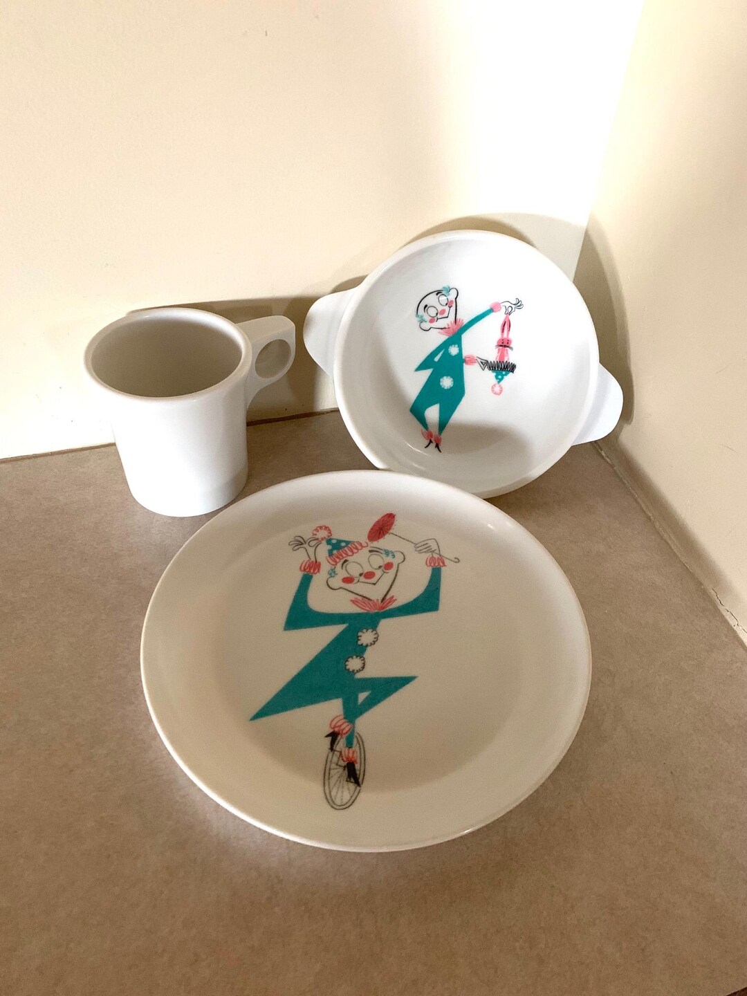 Vintage Child's 3 Pc Feeding Set, Vintage Oopsie the Clown, Vintage ...
