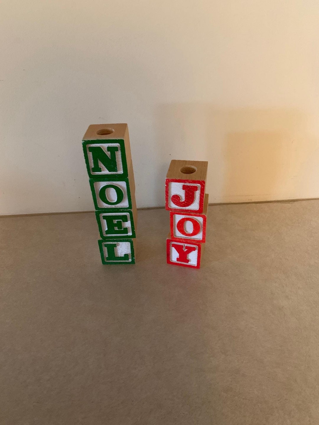 Set of Vintage Christmas Spool Blocks, Noel Block Letters, Joy Block ...