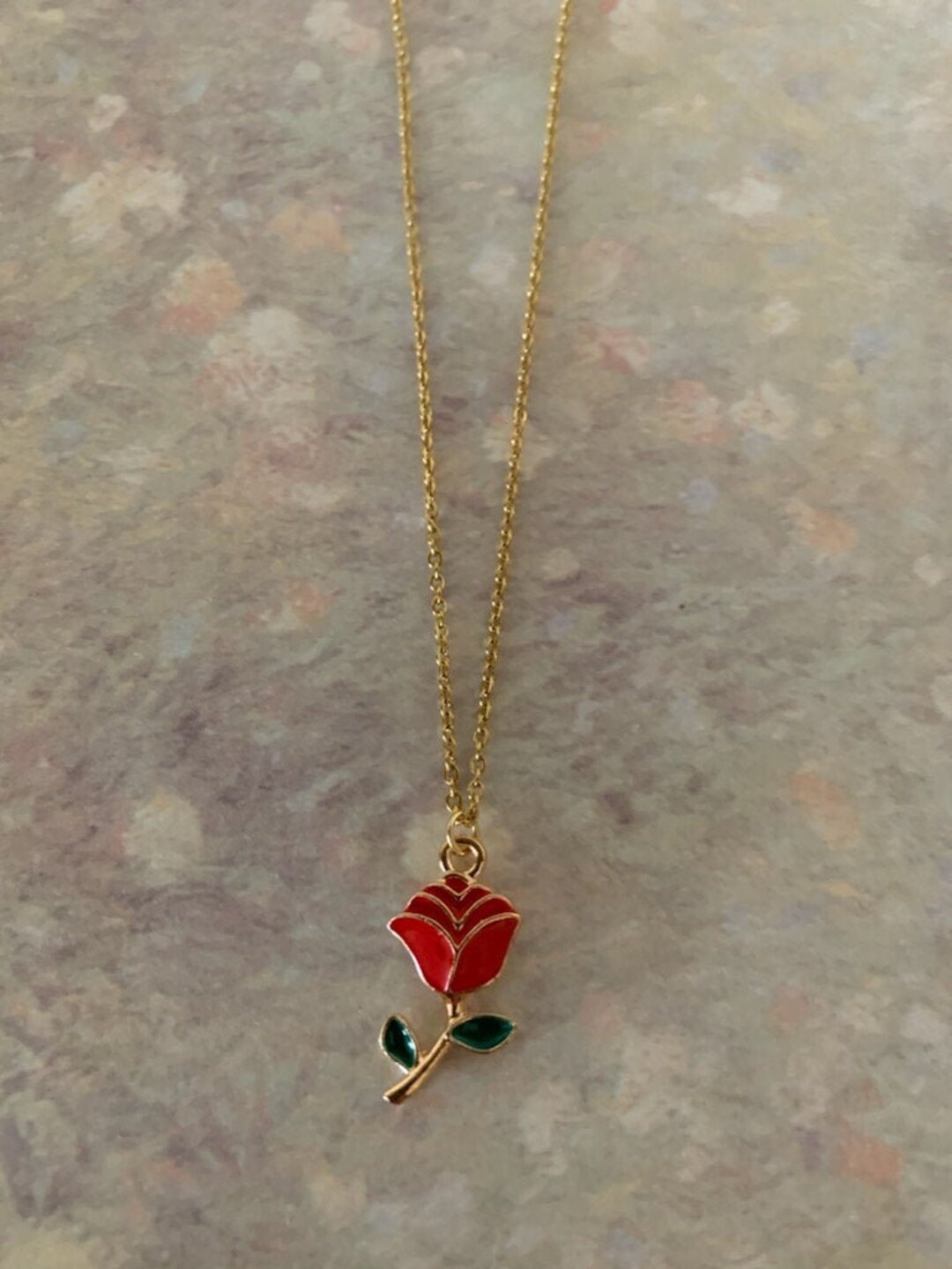 Red Rose Necklace, Red Rose Gift, Red Rose Jewelry, Red Rose Pendant ...