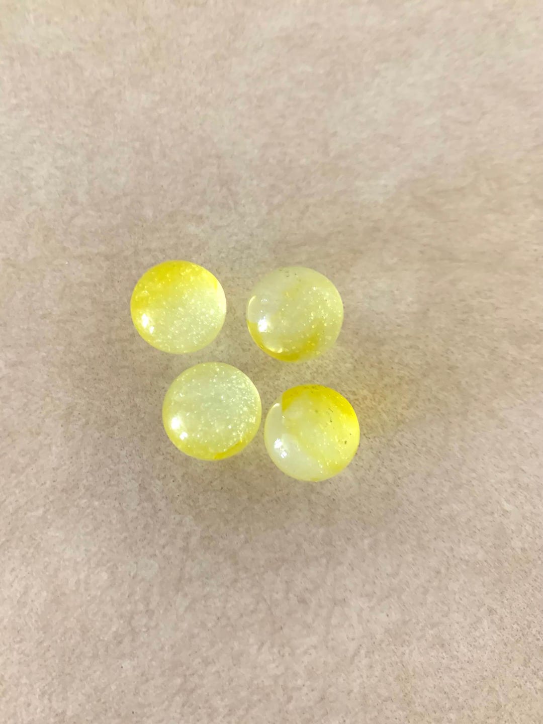 4 Vintage Transparent Yellow Marbles, Antique Marbles, Vintage Marbles ...