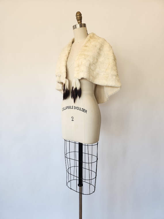 vintage 1940s white rabbit fur cape / stole / wedding… - Gem