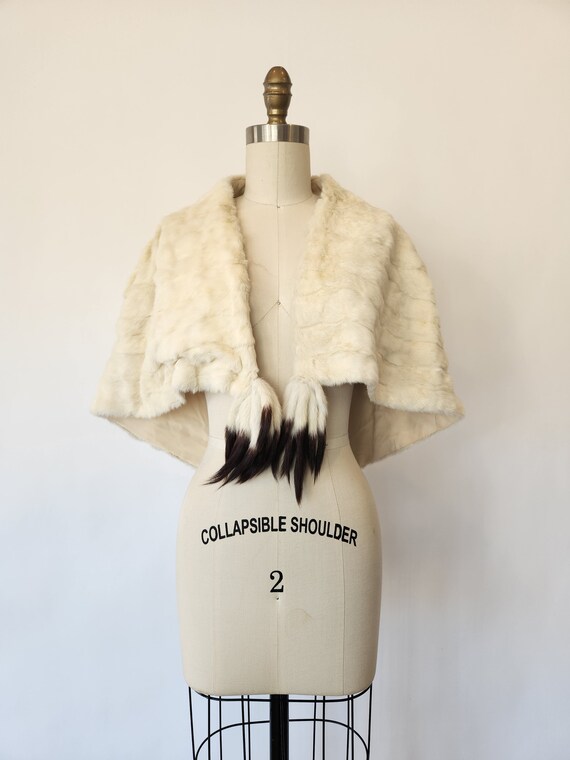 vintage 1940s white rabbit fur cape / stole / wedding… - Gem