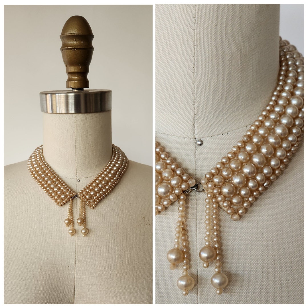 Vintage 1950s Fashion Collar Original 1950s Faux Pearl Beaded Collar ...
