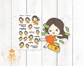 Frippet Payday Stickers Shopping Spree Splurge Planner | Etsy