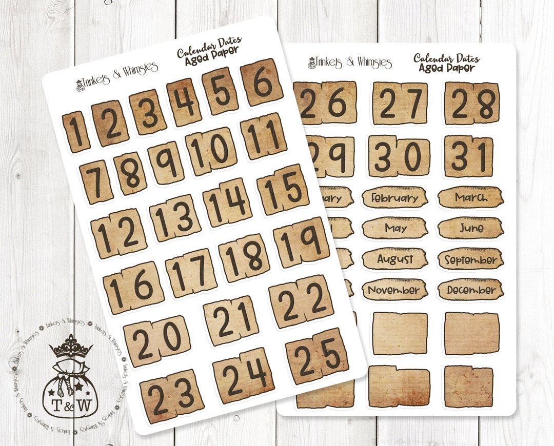 Calendar Dates Dates Stickers Dates of the Month Stickers - Etsy