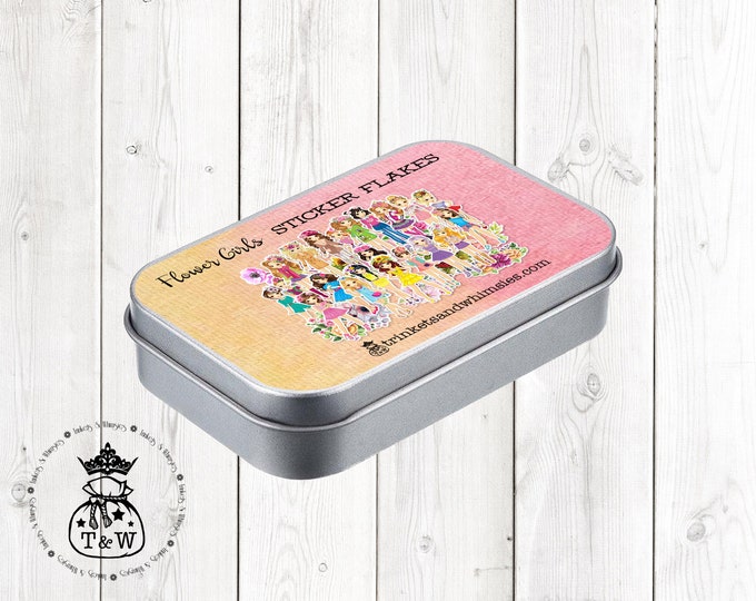 Flower Girls Sticker Flakes in a Tin Can | Cute Girls Die Cut Stickers ...