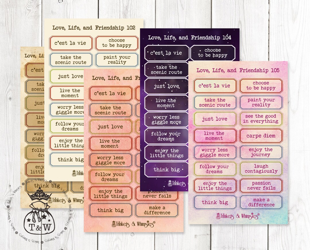 Love Life and Friendship Words and Phrases Stickers | Inspirational ...