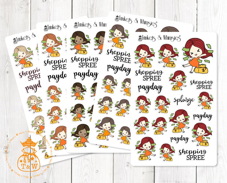 Frippet Payday Stickers Shopping Spree Splurge Planner | Etsy