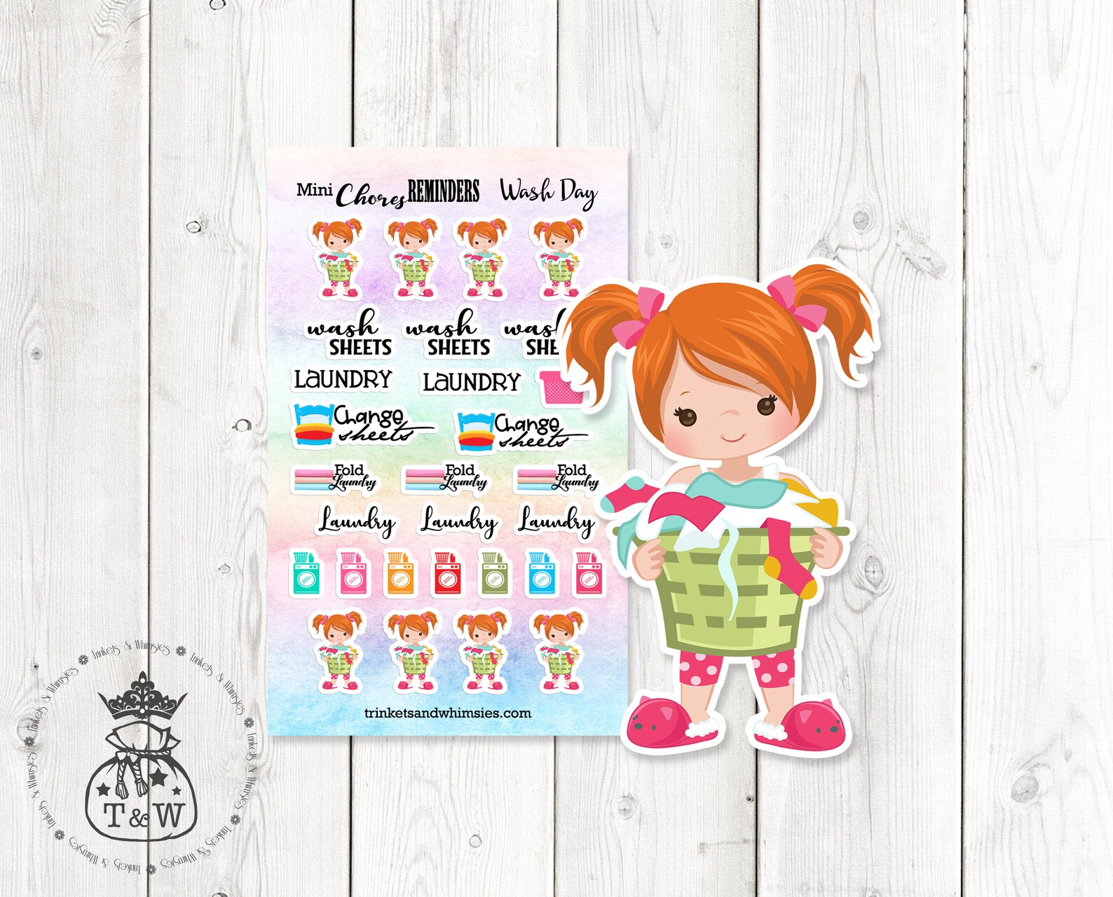 Mini Chores Reminders Sticker | Wash Day Laundry Day Stickers and Die ...