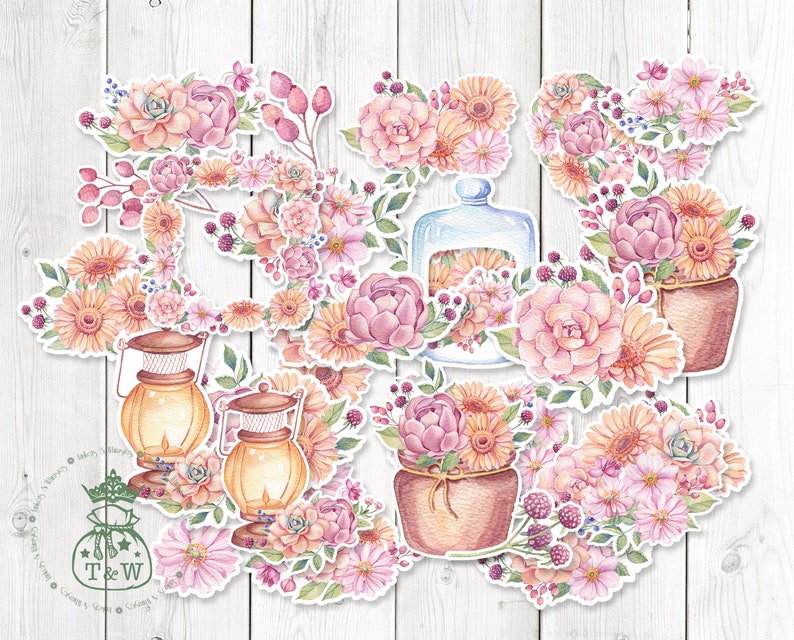 Flourish Sticker Flakes in a Tin Can Flowers and Succulents | Etsy