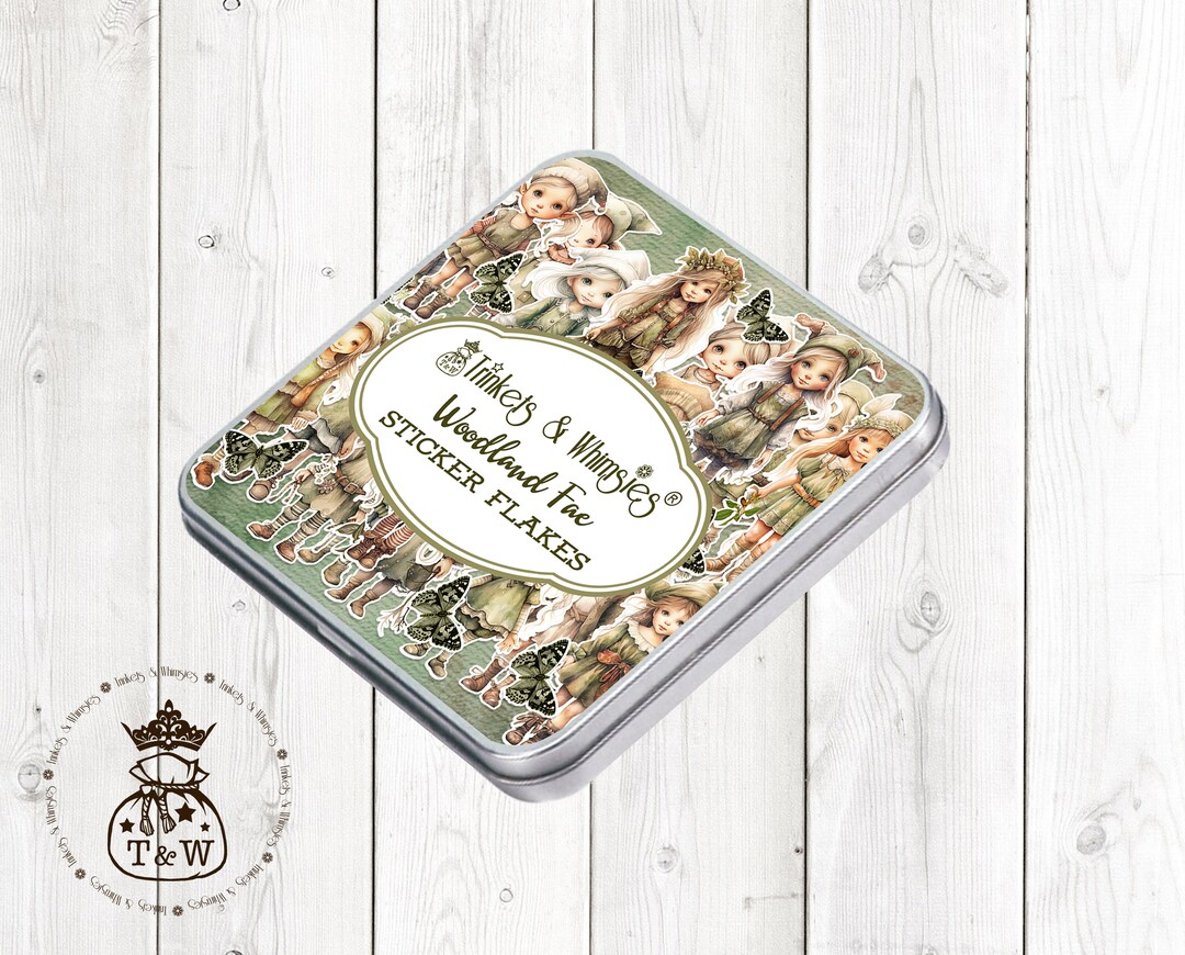 Woodland Fae Sticker Flakes in a Tin Can | Forest Elves Die Cut ...