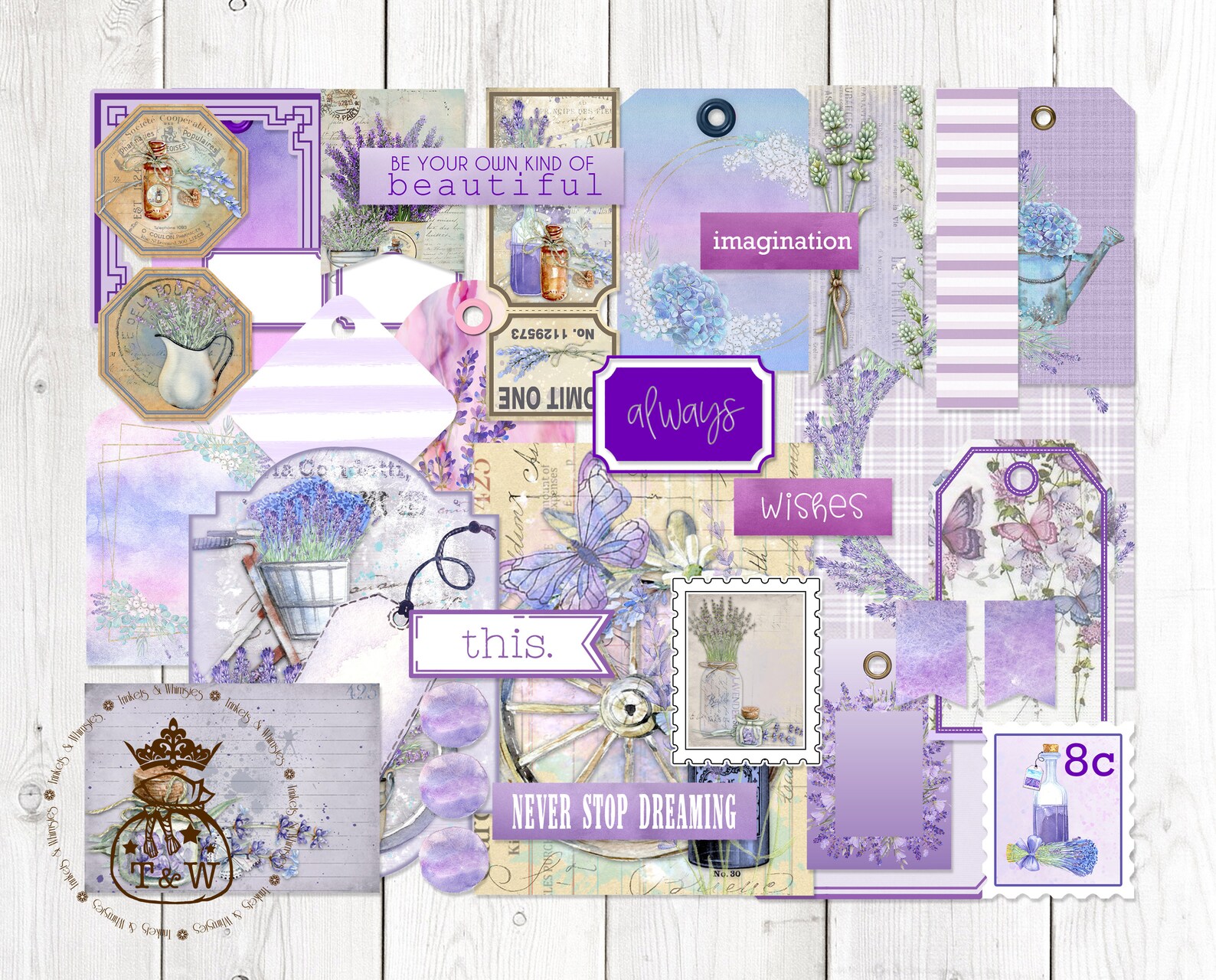 Lavender Wishes Journal Stickers Set | Lavender Journal Ephemera ...