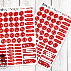This Week Calendar Dates Days of the Week Dates Stickers - Etsy