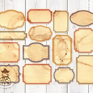 Stained Labels Sticker Flakes in a Tin Can | Vintage Style Stickers - Etsy