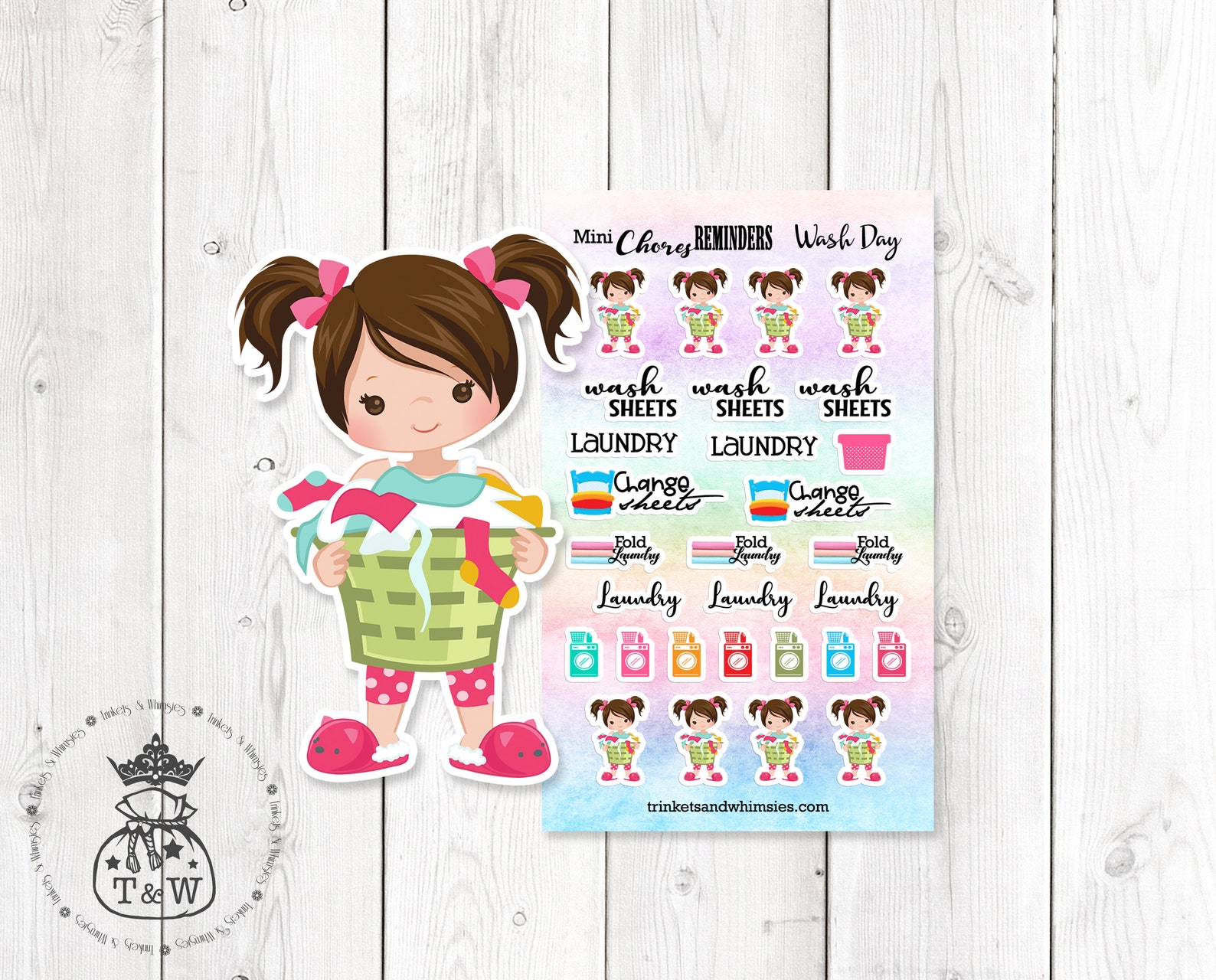 Mini Chores Reminders Sticker | Wash Day Laundry Day Stickers and Die ...