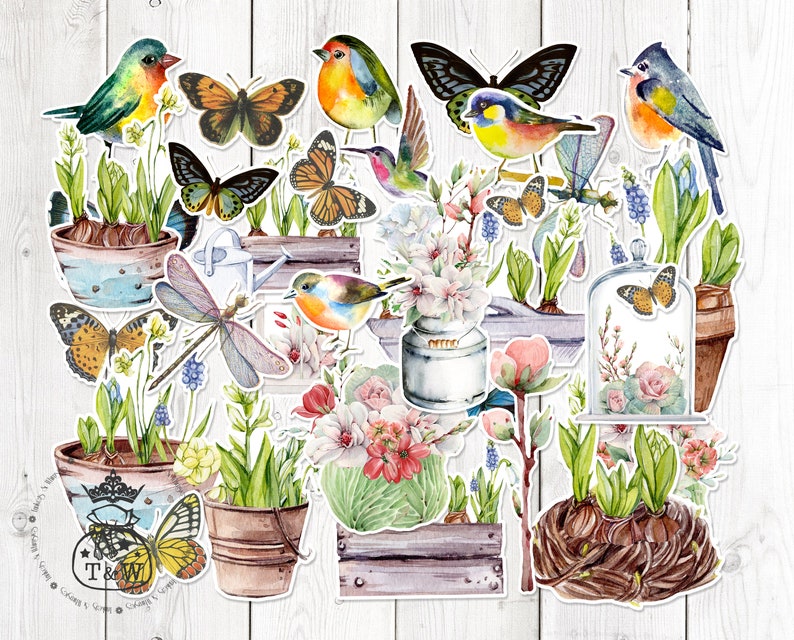 Springtime Sticker Flakes in a Tin Can | Spring Garden Sticker Flakes ...