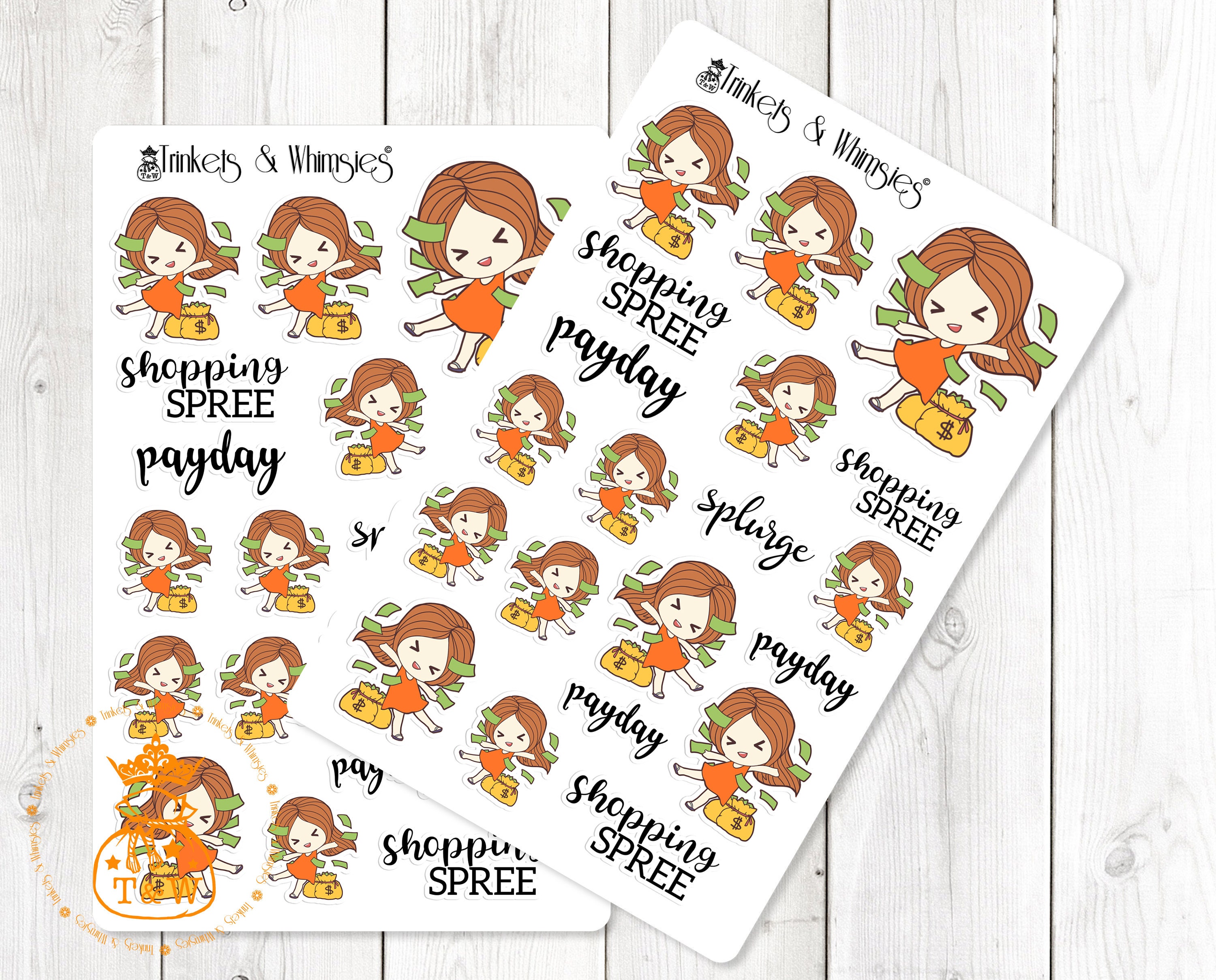 Frippet Payday Stickers Shopping Spree Splurge Planner | Etsy