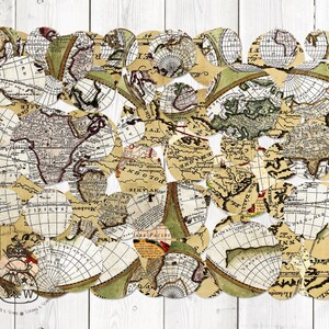 Map Circles Sticker Flakes in a Tin Can | Map Die Cut Stickers in a Tin ...