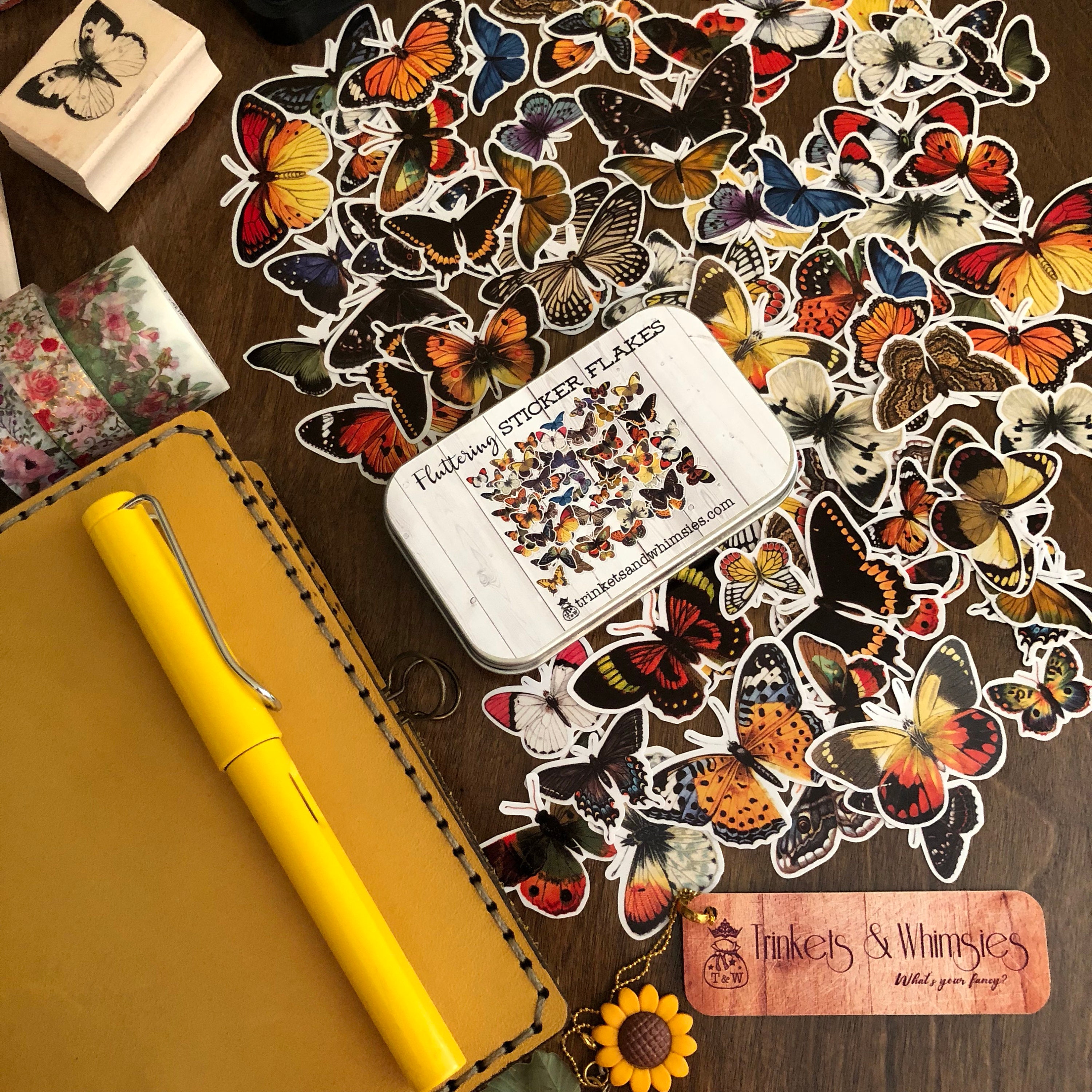 Fluttering Sticker Flakes in a Tin Can Butterfly Die Cut | Etsy