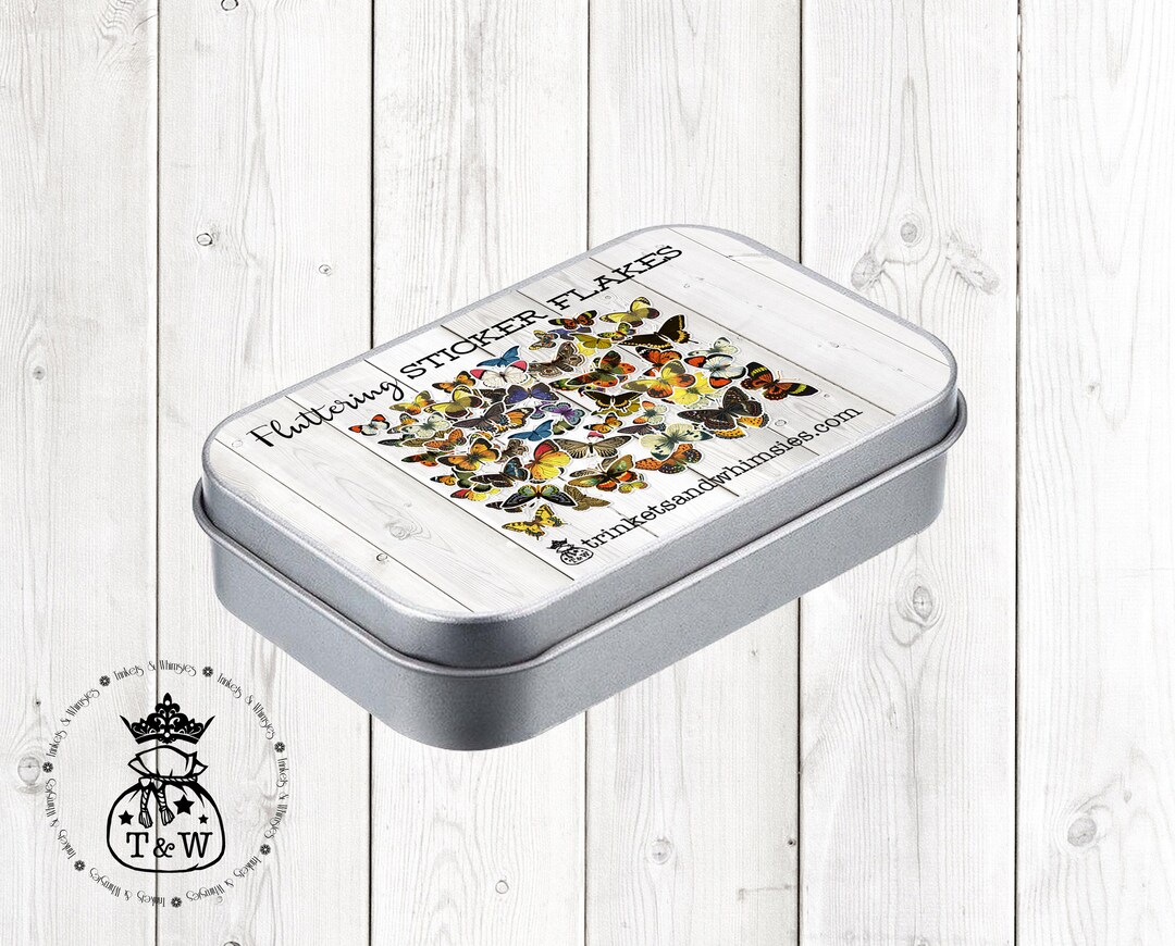 Fluttering Sticker Flakes in a Tin Can | Butterfly Die Cut Stickers - Etsy