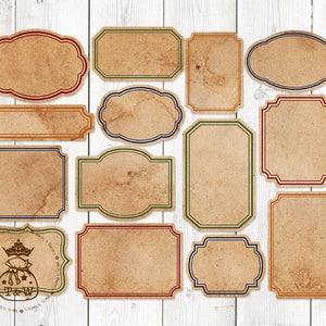 Stained Labels Sticker Flakes in a Tin Can | Vintage Style Stickers - Etsy