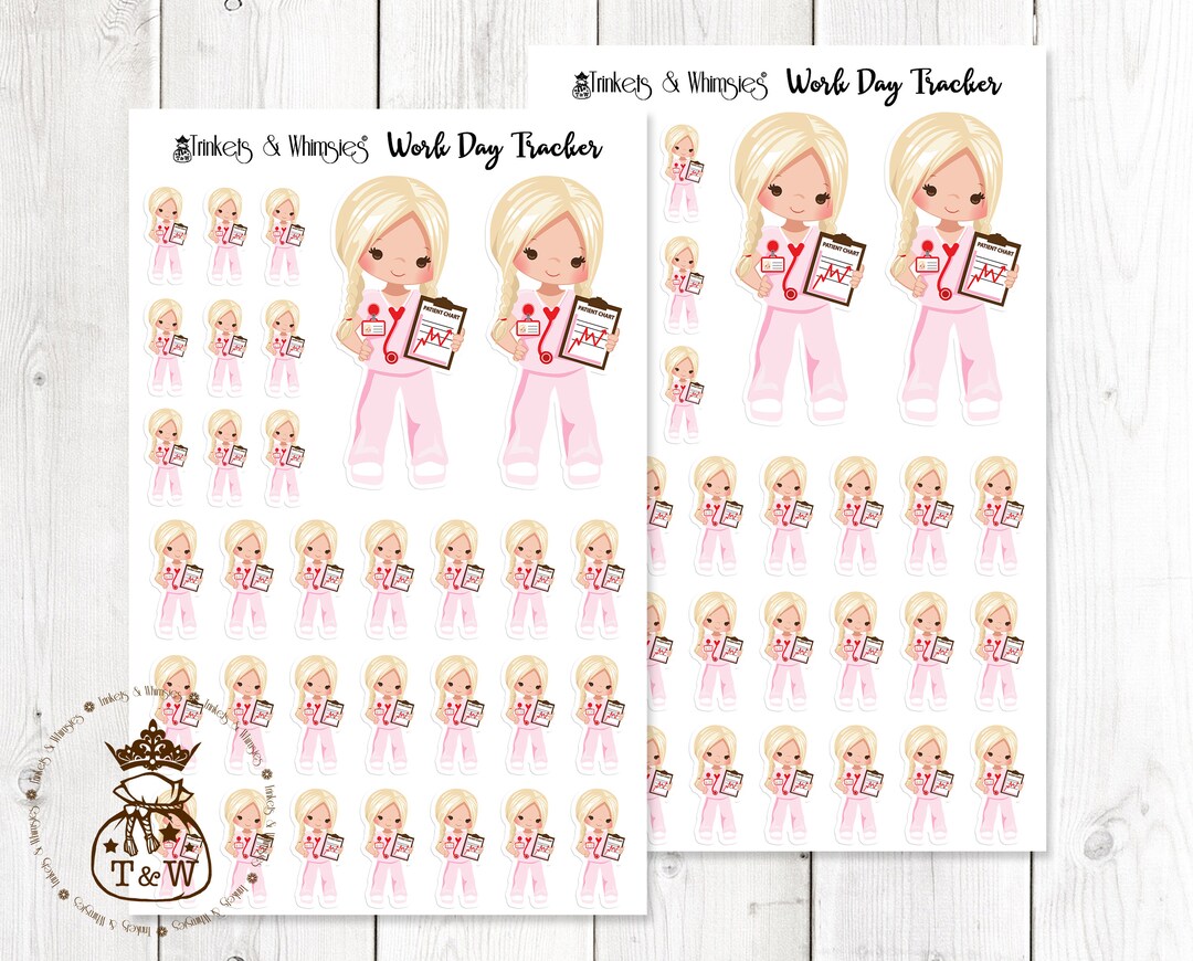 Nurse PINK Scrubs Work Day Tracker | Student Nurse Future RN Stickers ...