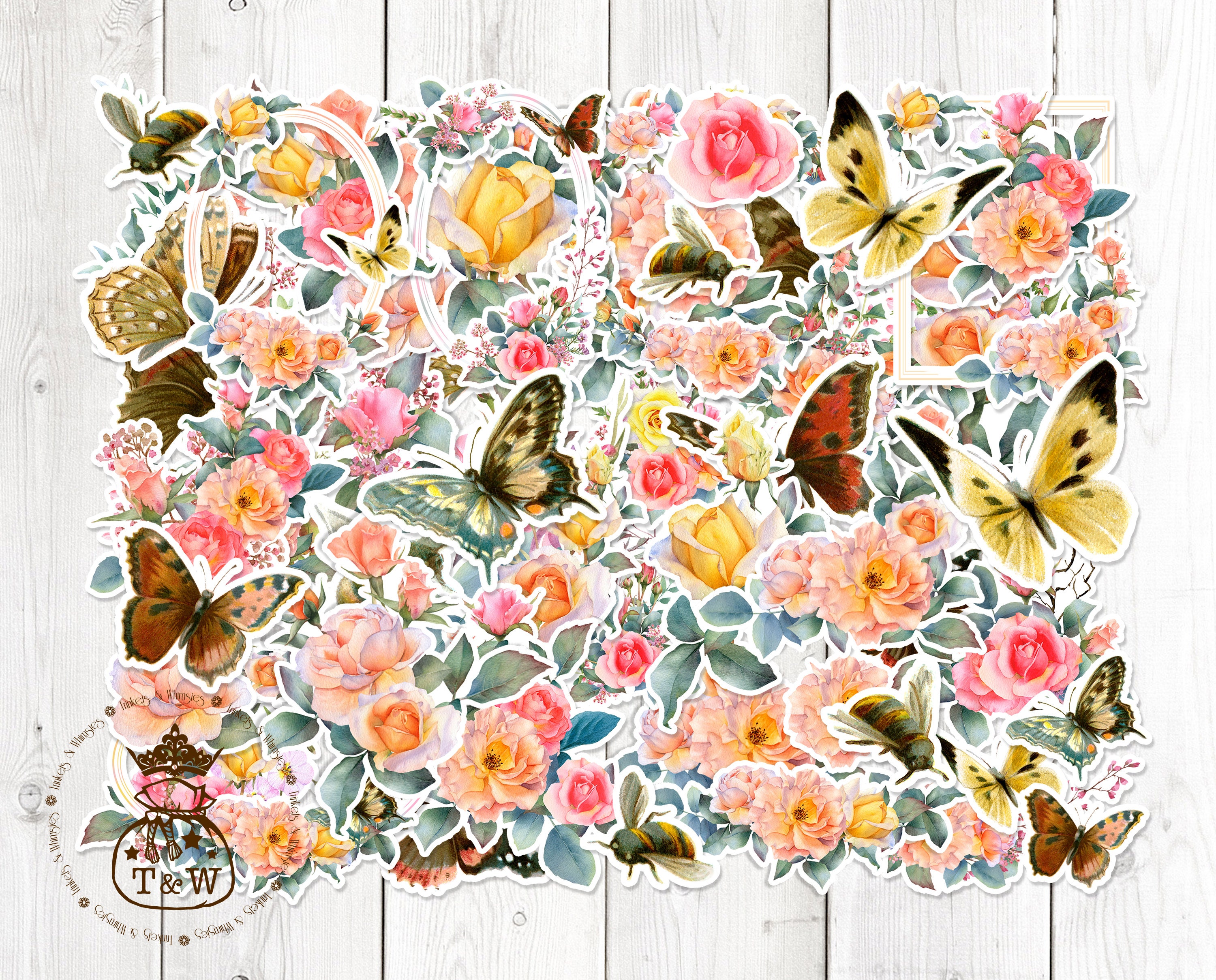 Summer Romance Sticker Flakes in a Tin Can Summer Roses Die | Etsy