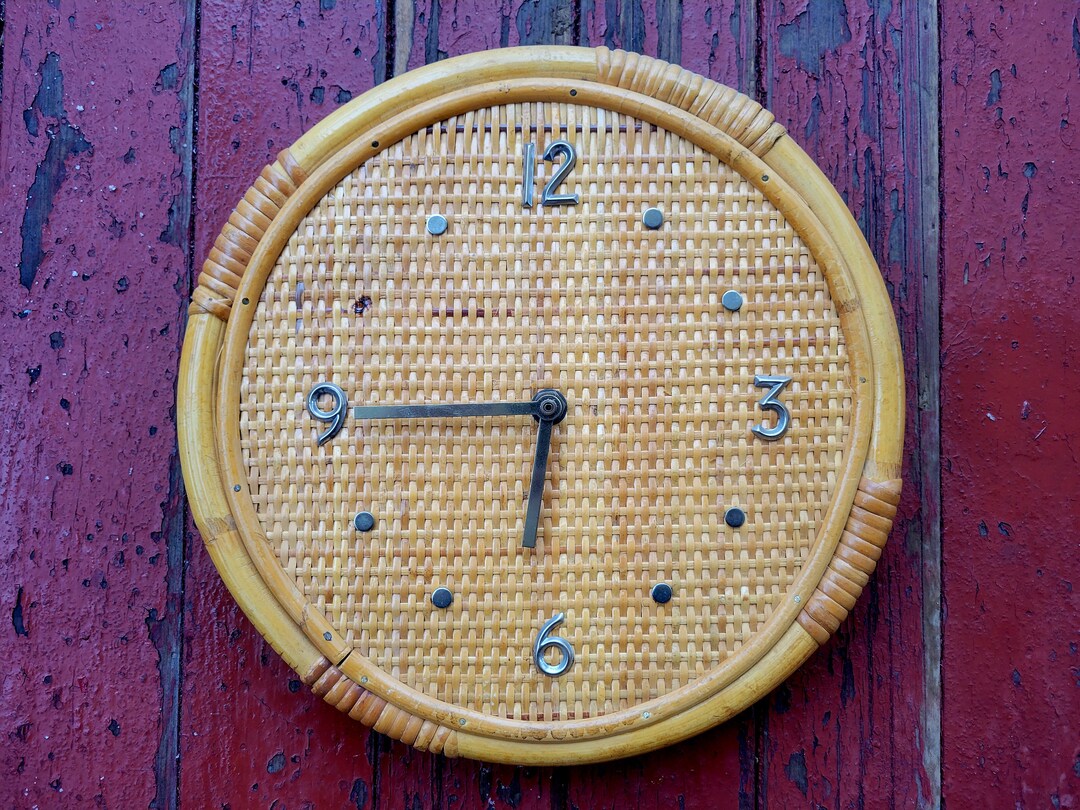 WORKING Raymor Rattan Wall Clock - Etsy