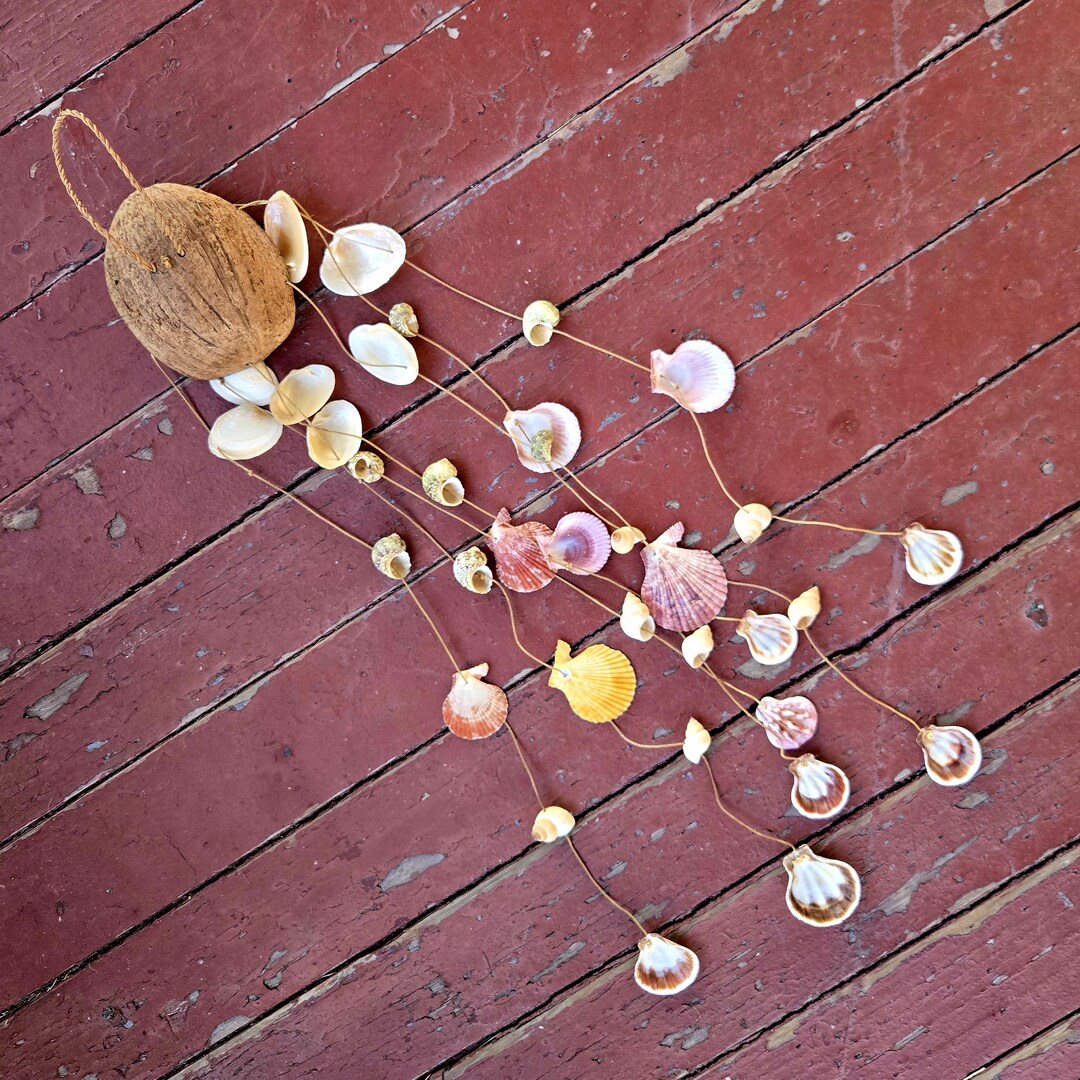 Vintage 18.5" Shell/coconut Wind Chime - Etsy