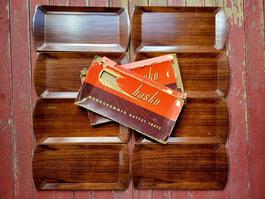 8 Vintage Hasko Monogram EAM Buffet Trays - Etsy